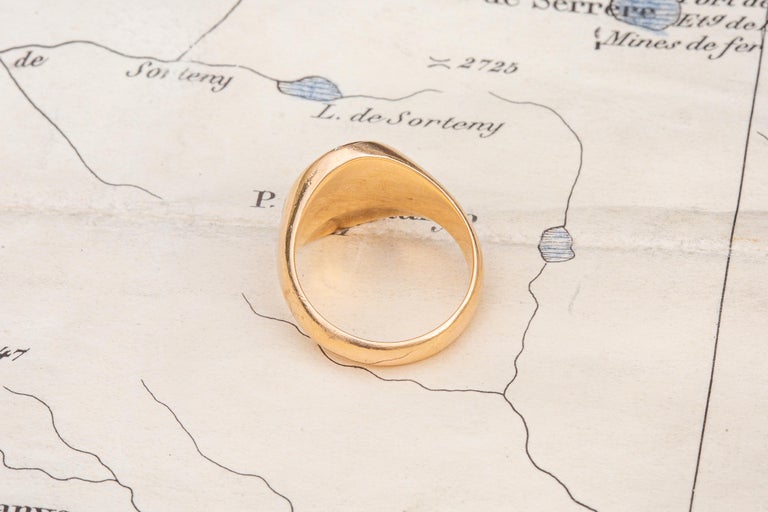 Antique 18k Gold Coat of Arms Chevalière Signet Ring Polish Eastern ...