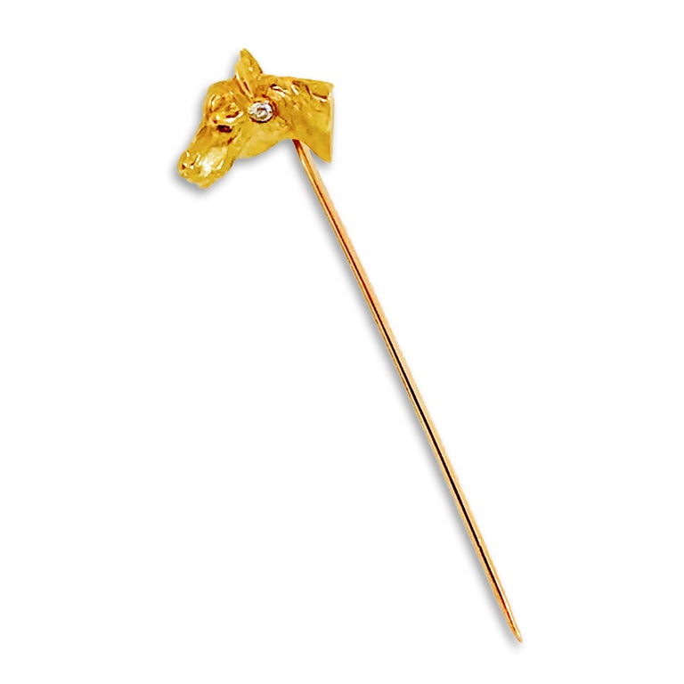 Antique 18 Karat Gold Horse Head Stick Pin, circa 1900 For Sale at 1stDibs