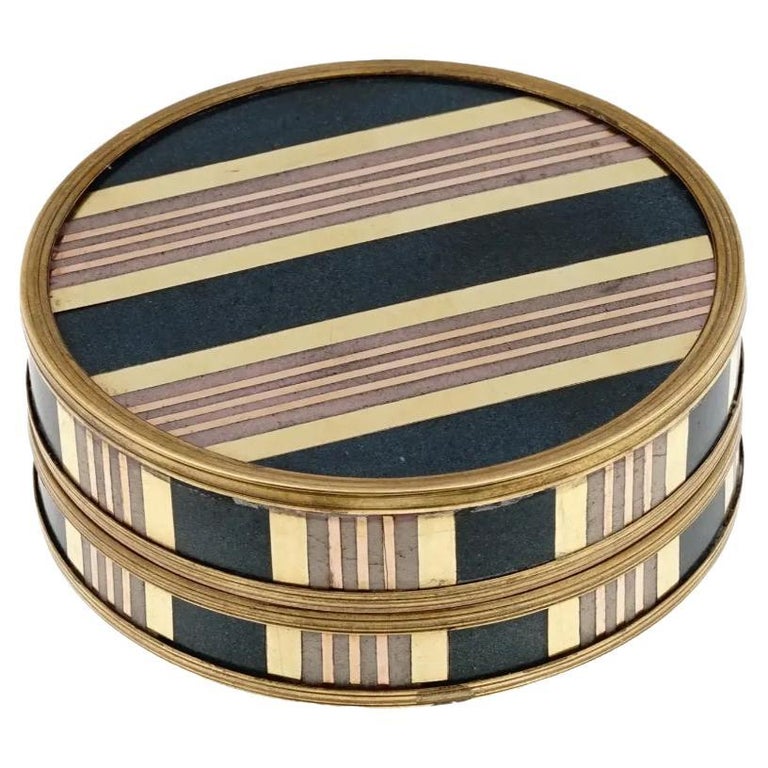 Antique 18K Gold Mounted Box With Inlaid Stones For Sale at 1stDibs