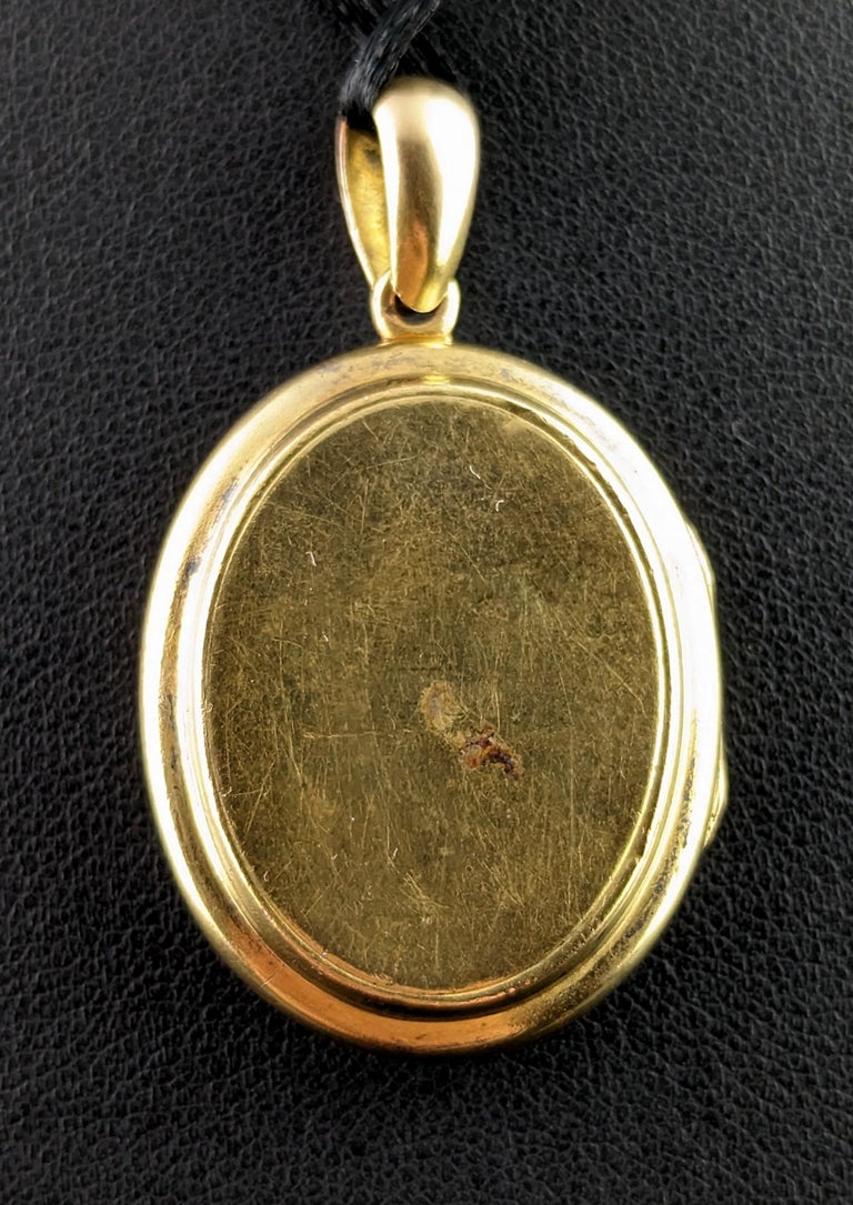 Antique 18k Gold Mourning Locket, Black Enamel Cross Pendant For Sale ...