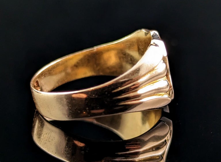 Antique 18k Gold Signet Ring, Pinky Ring, Shield Shaped, Victorian For ...