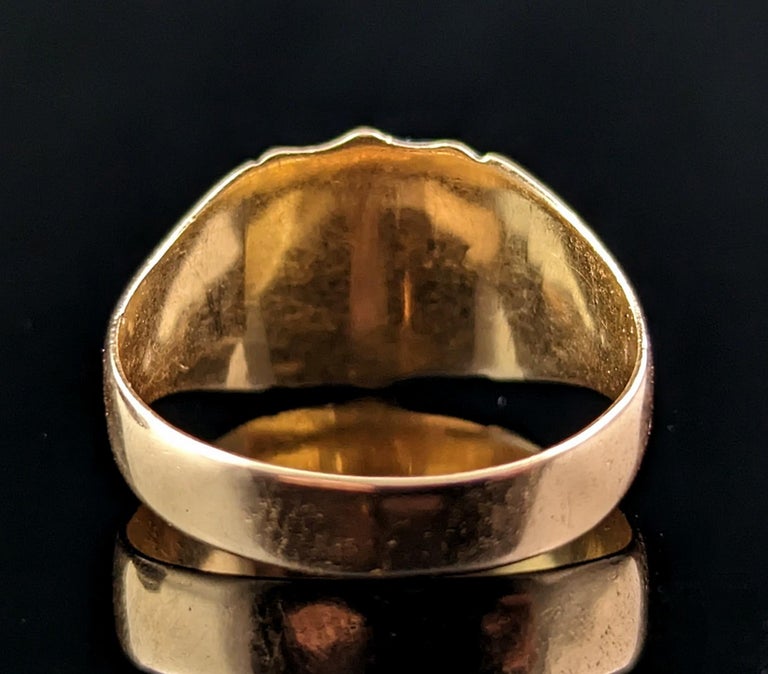 Antique 18k Gold Signet Ring, Pinky Ring, Shield Shaped, Victorian For ...