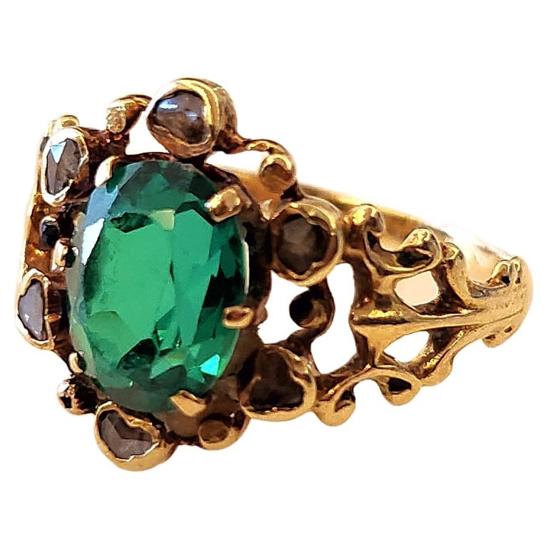 Antique 18k Gold Tourmaline Ring For Sale at 1stDibs