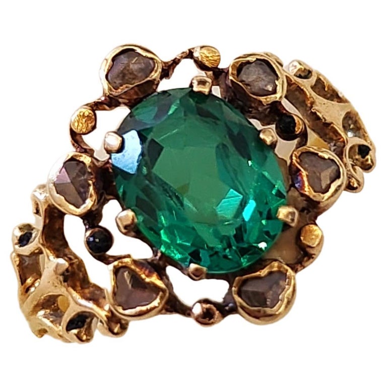 Antique 18k Gold Tourmaline Ring For Sale at 1stDibs