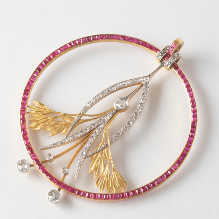 Antique 18K Masriera Y Carrera Contemporary Art Nouveau Ruby and ...