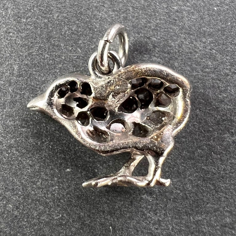 Antique 18K Rose Gold Silver Ruby Diamond Chick Charm Pendant For Sale ...