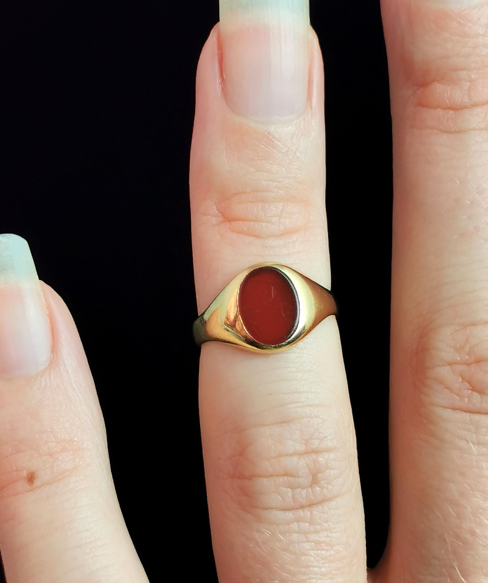 Antique 18k Yellow Gold, Carnelian Signet Ring, Pinky Ring at 1stDibs ...