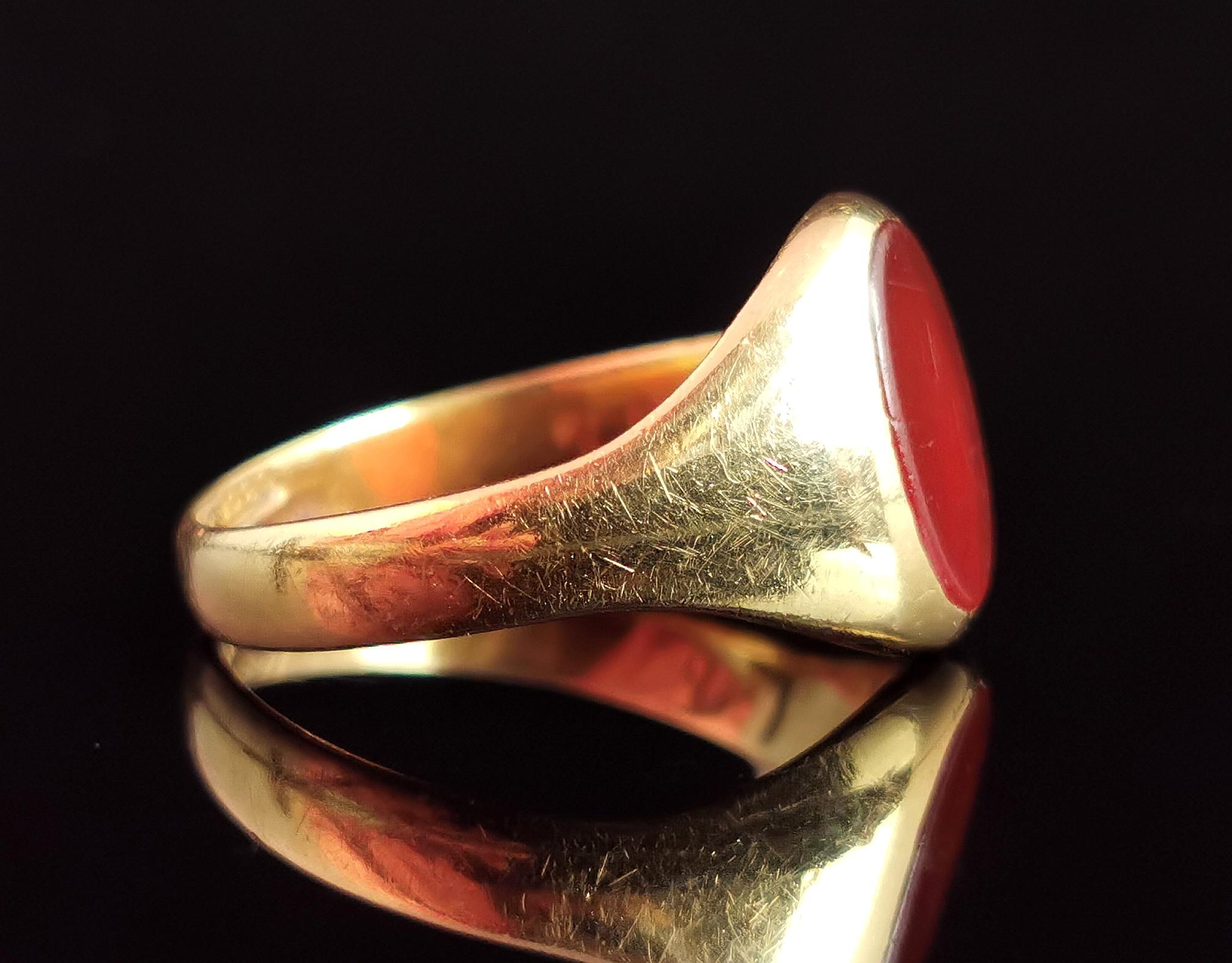 Antique 18k Yellow Gold, Carnelian Signet Ring, Pinky Ring at 1stDibs ...