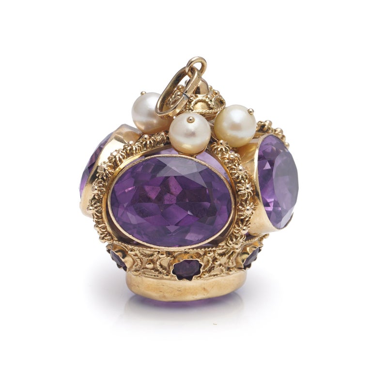 Antique 18kt. Gold Venetian Etruscan Revival Crown, Shaped Fob For Sale ...