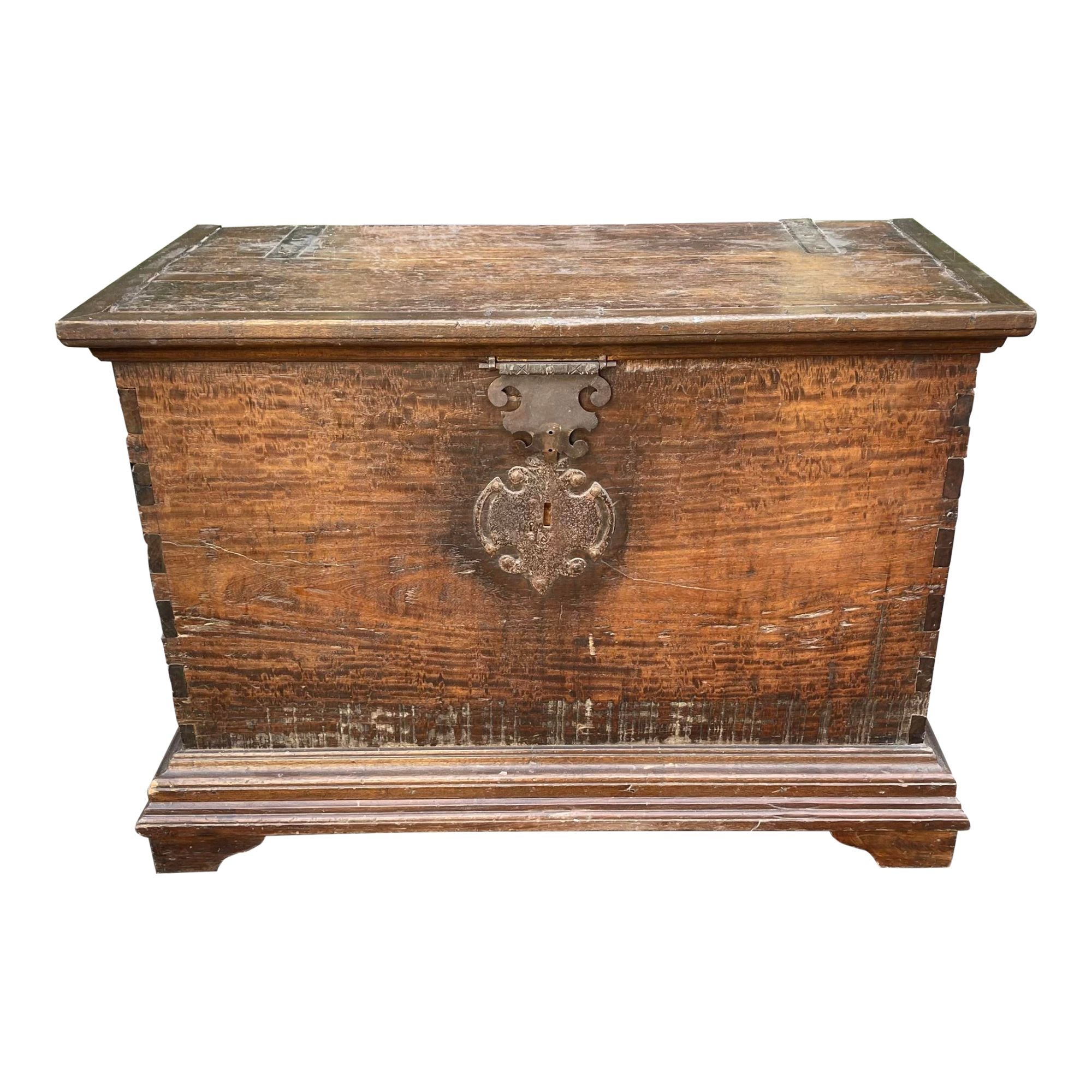 Small 18th Century Dutch Colonial Documents Trunk with Brass Mounts For ...