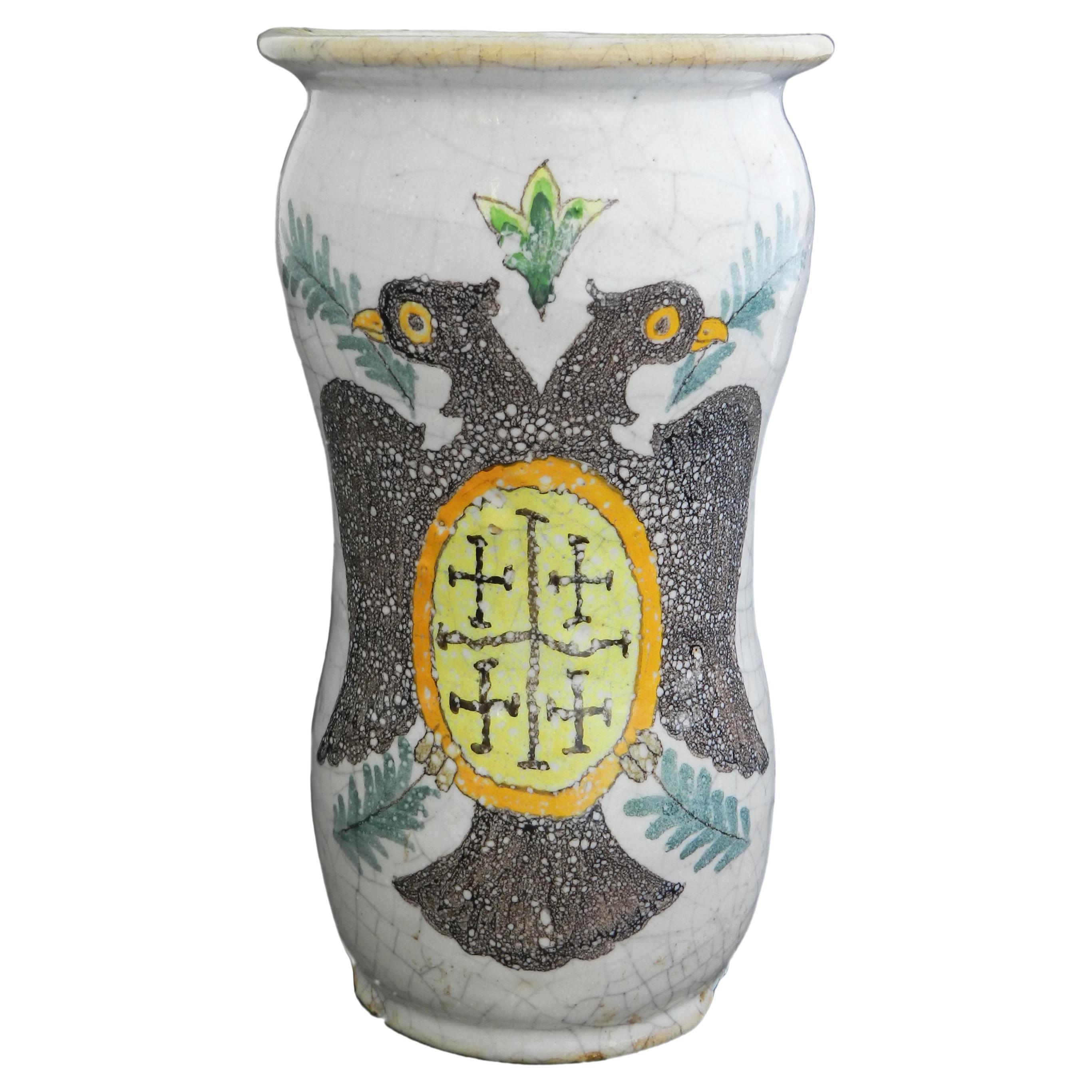 Antique 19th Century Albarello Jar Double Eagles Pharmacy Drug For Sale ...