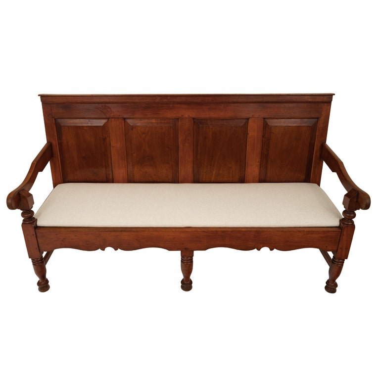 Antique 18th Century American Colonial Cherry Paneled Tavern Bench ...