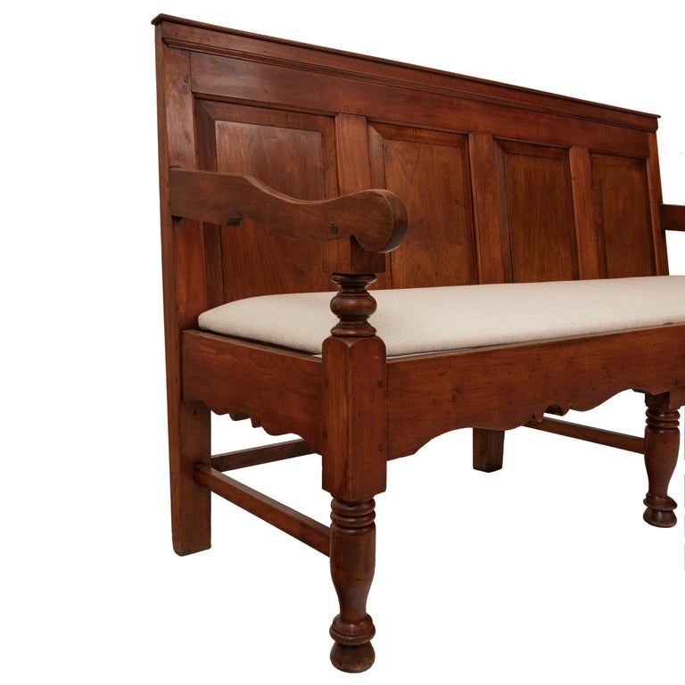 Antique 18th Century American Colonial Cherry Paneled Tavern Bench ...
