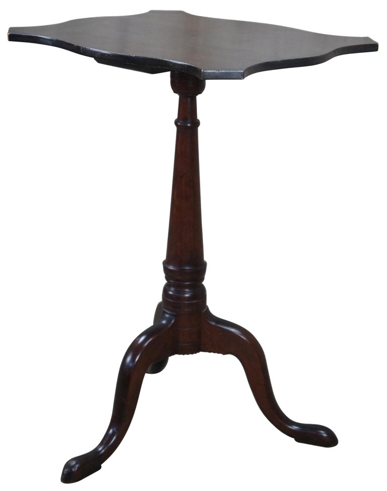 Antique 18th Century American Mahogany Queen Anne Candle Stand Table ...