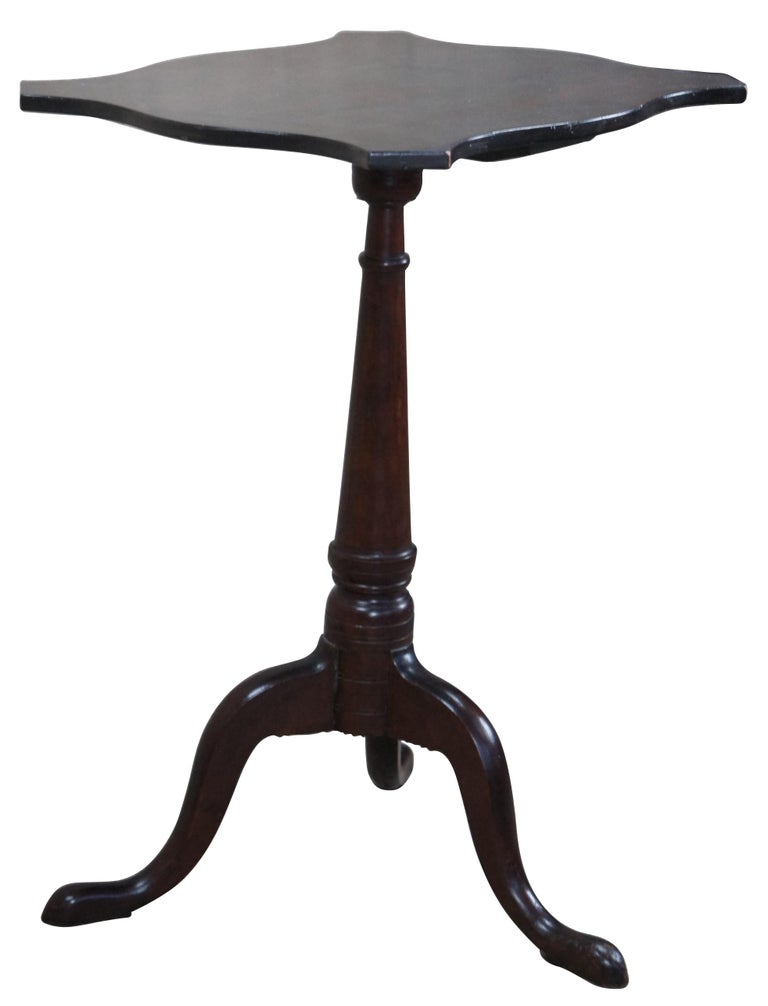 Antique 18th Century American Mahogany Queen Anne Candle Stand Table ...