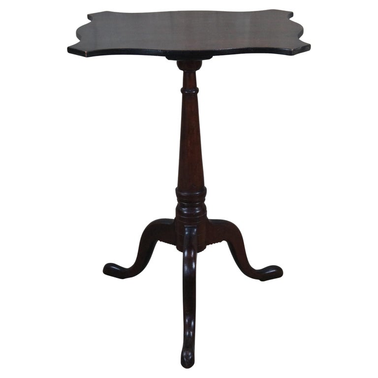 Antique 18th Century American Mahogany Queen Anne Candle Stand Table ...