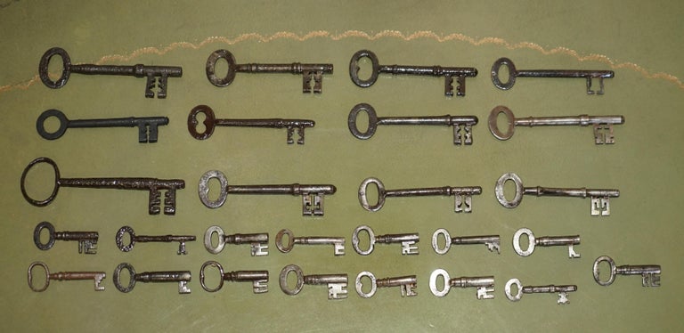 Antique 18th Century Box of Georgian Keys Honble J A Ellis Kings Agent ...