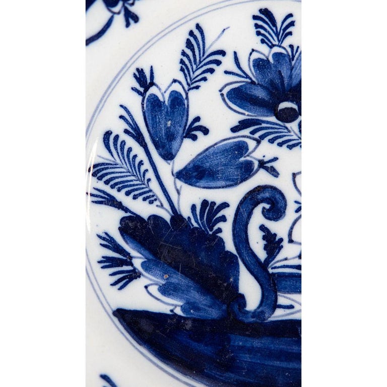 Antique 18th-Century Dutch Delft Floral Plate For Sale at 1stDibs
