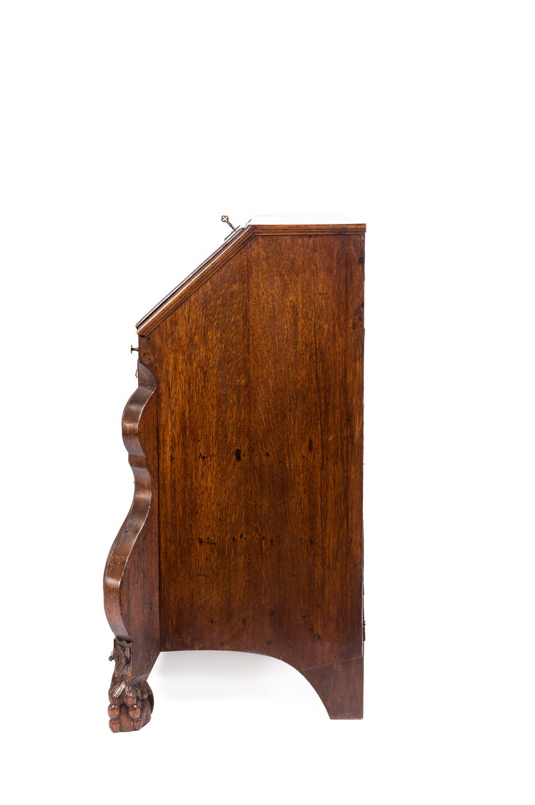 Antique 18th Century Dutch Oak Drop Front Bombe Secretary Desk ...