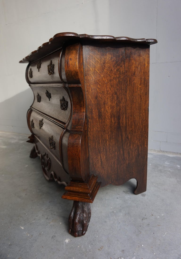 Antique 18th Century Dutch Rococo Oak Bomb Chest of Drawers with Claw ...