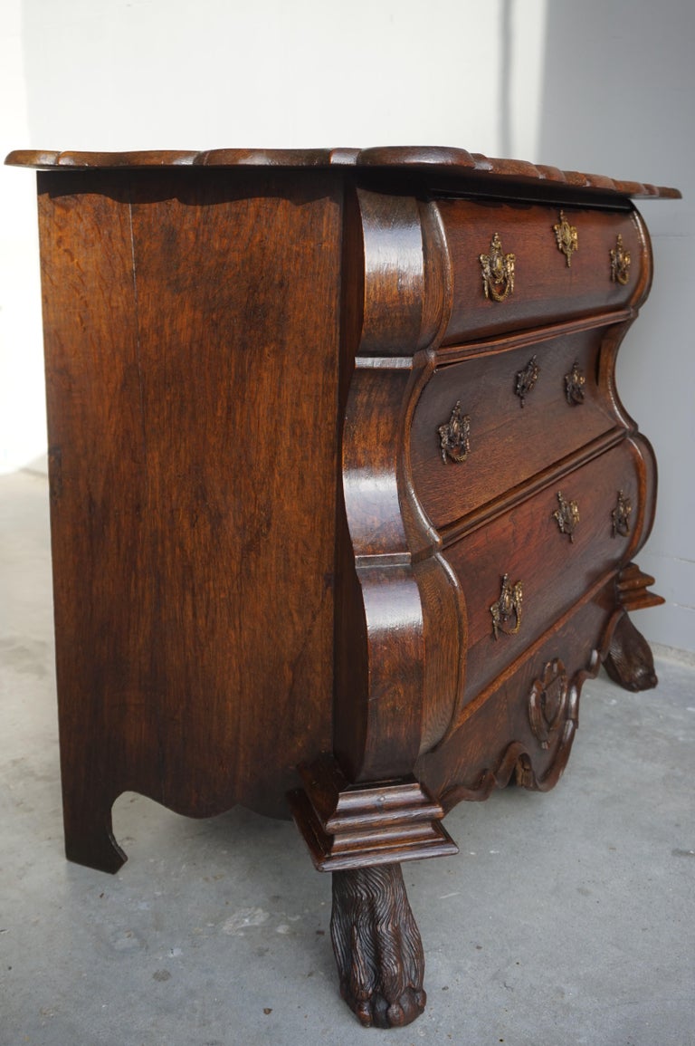 Antique 18th Century Dutch Rococo Oak Bomb Chest of Drawers with Claw ...
