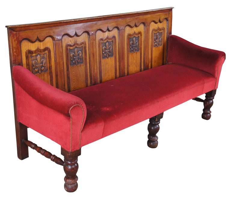 Antique 18th Century English Paneled Oak Pub Bench Settle Pew Gothic ...