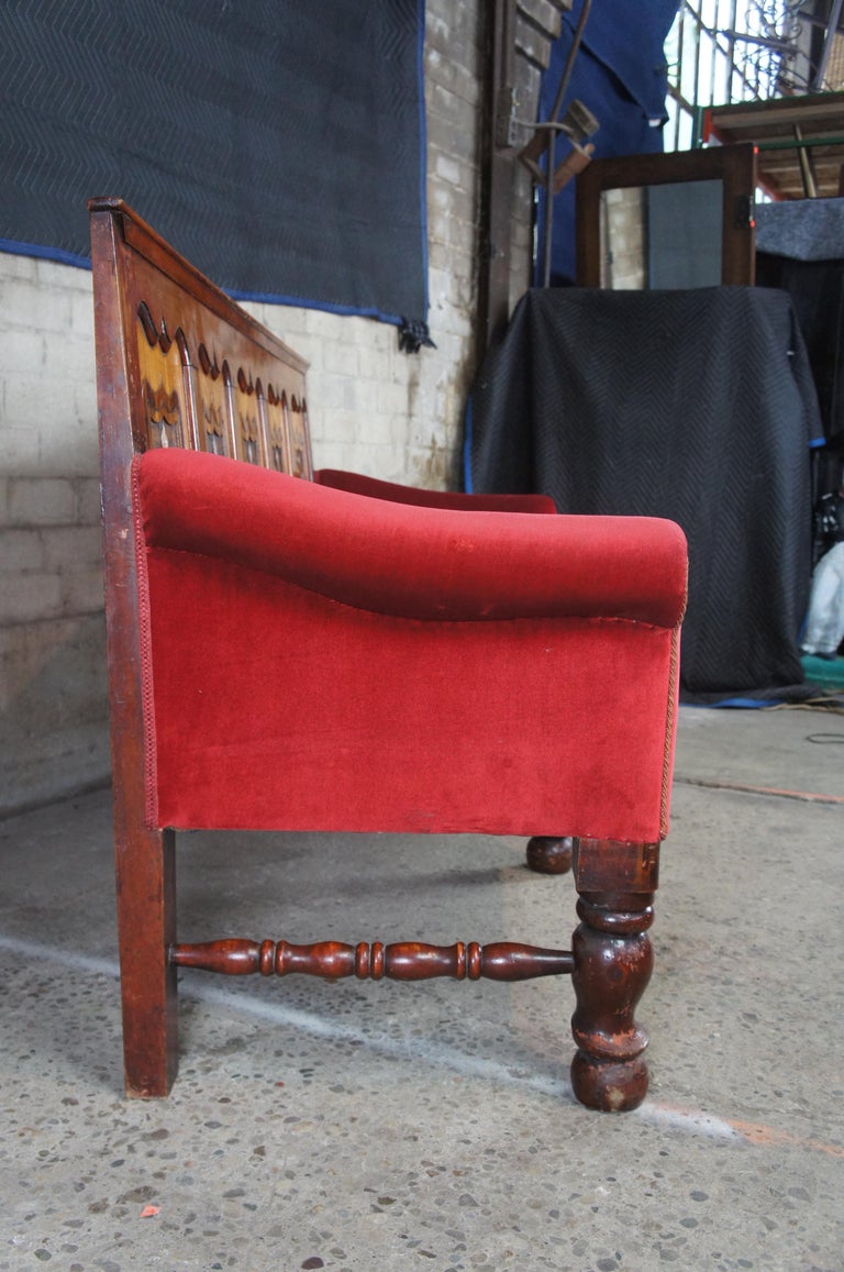 Antique 18th Century English Paneled Oak Pub Bench Settle Pew Gothic ...