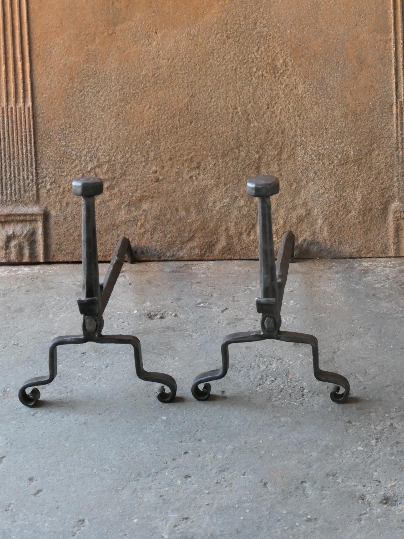 Antique 18th Century French Louis XV Fire Andirons For Sale at 1stDibs