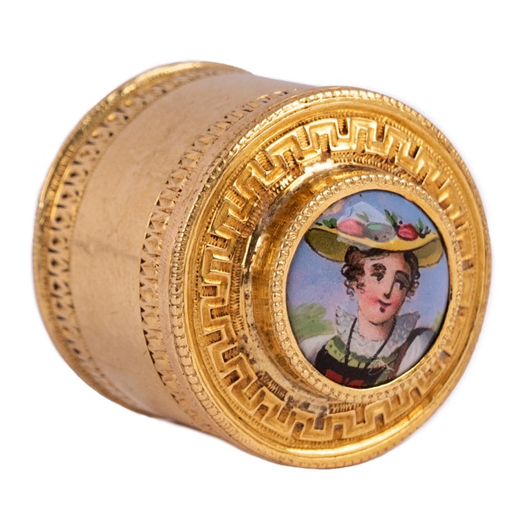 Antique 18th Century French Miniature 18k Gold Enamel Portrait Patch ...