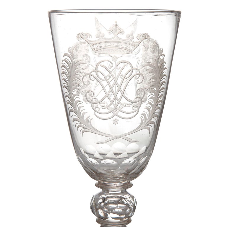 Antique 18th Century Glass Goblet with Engraving from Thuringia For ...