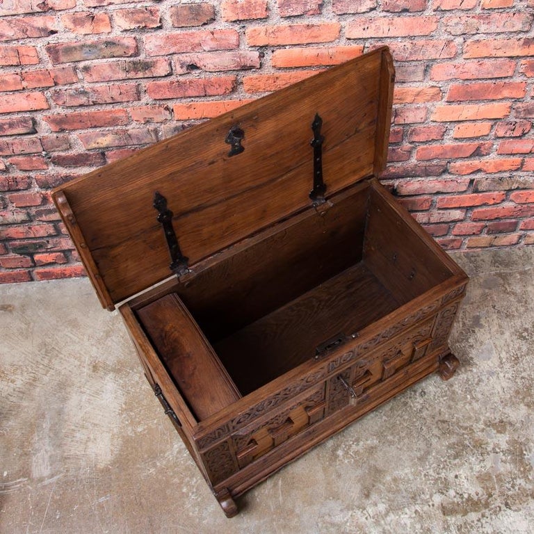 Antique 18th Century Hand Carved German Trunk at 1stDibs