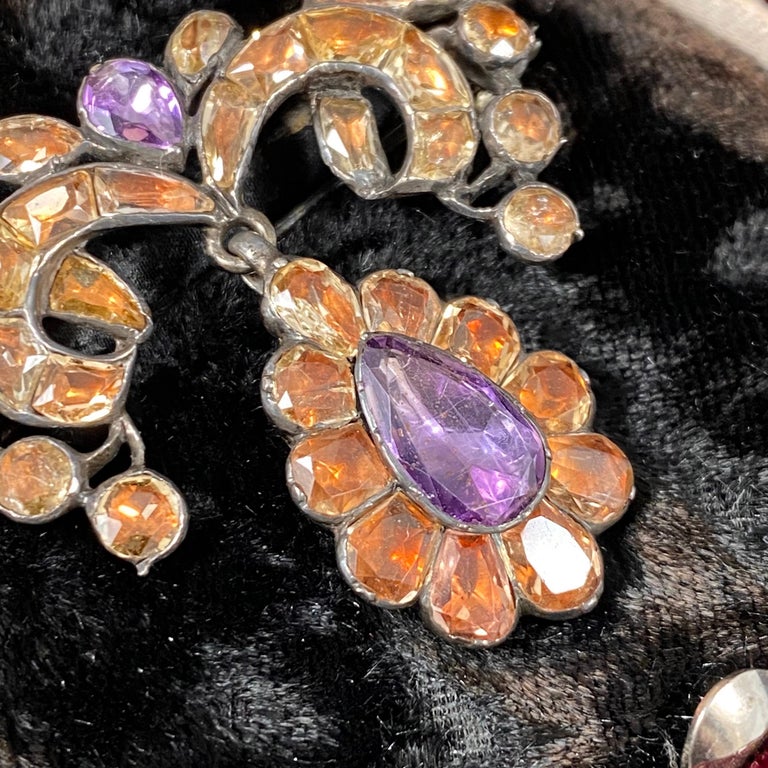 Antique 18th Century Imperial Topaz Amethyst Brooch Silver Portuguese ...