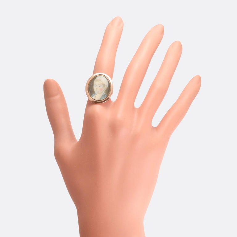 Antique 18th Century "Lady with Bonnet" Portrait Miniature Ring at ...