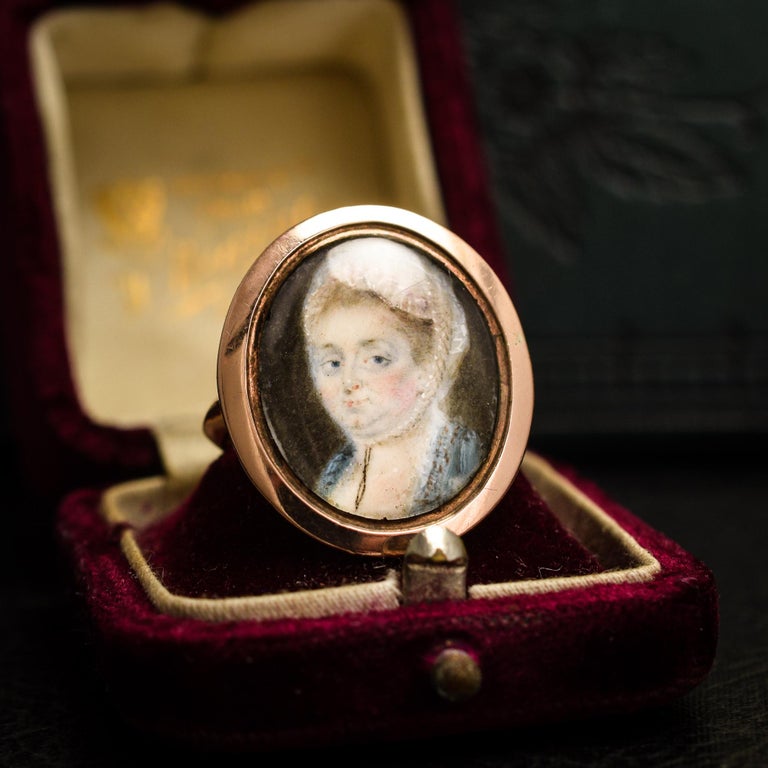 Antique 18th Century "Lady with Bonnet" Portrait Miniature Ring at ...