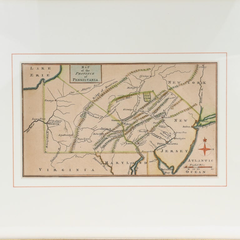 Antique 18th Century Map of the Province of Pensilvania 'Pennsylvania ...