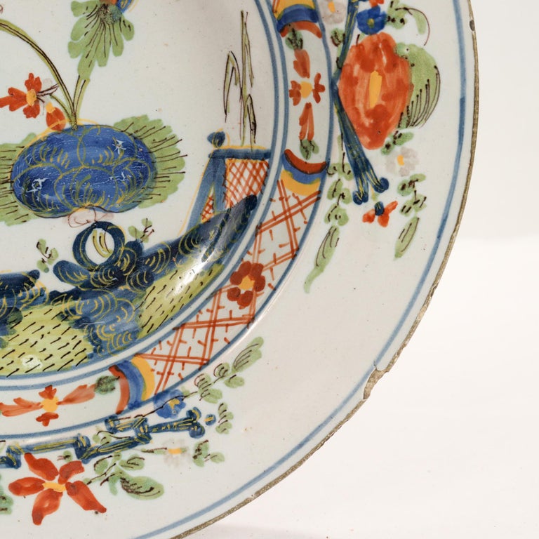 Antique 18th Century Polychrome Dutch Delft Bowl For Sale at 1stDibs