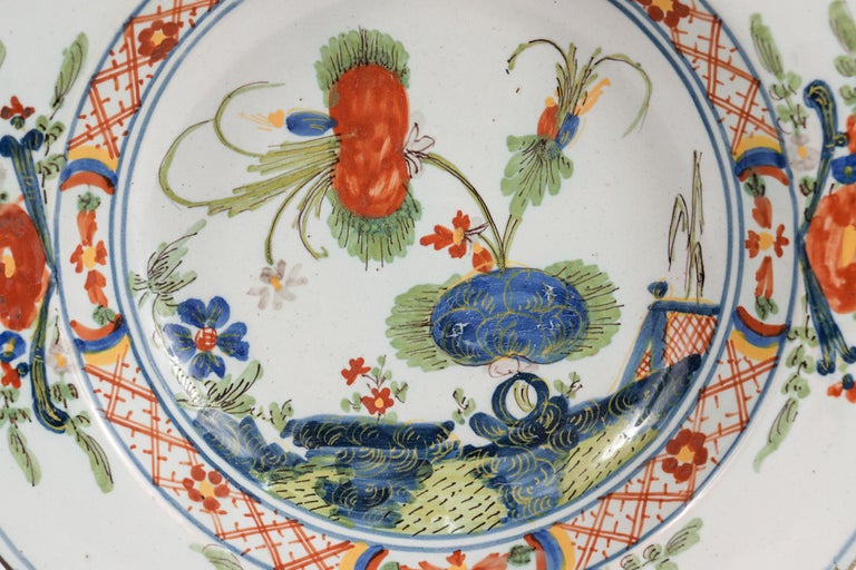 Antique 18th Century Polychrome Dutch Delft Bowl For Sale at 1stDibs