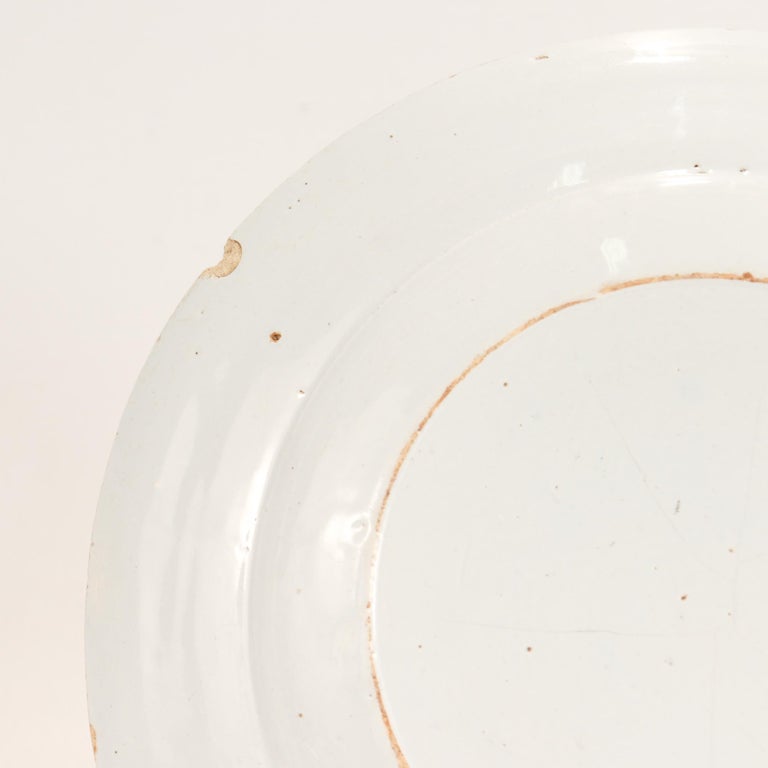 Antique 18th Century Polychrome Dutch Delft Plate For Sale at 1stDibs
