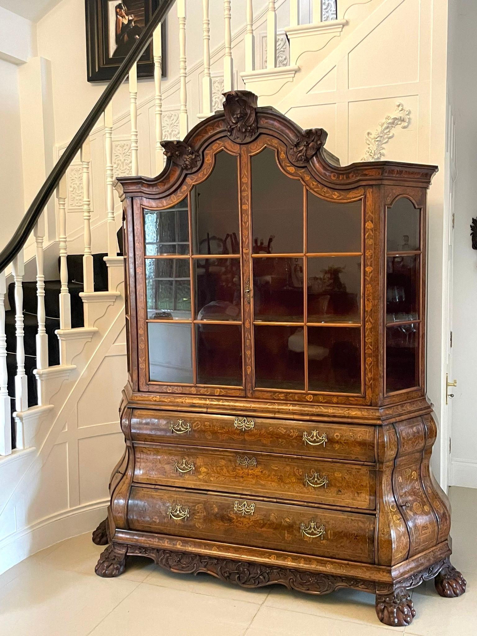 Antique 18th Century Quality Dutch Marquetry Inlaid Burr Walnut Display ...
