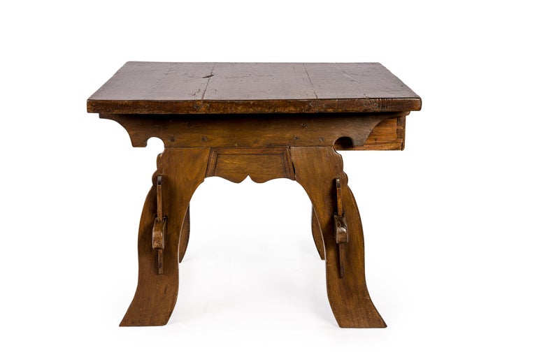 Antique 18th Century Square Walnut Swiss Renaissance Banker or Merchant ...