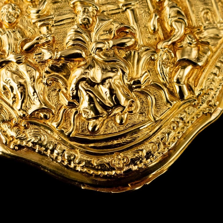 Antique English 18 Karat Gold Snuff Box, Queens Guards Regiment, circa ...