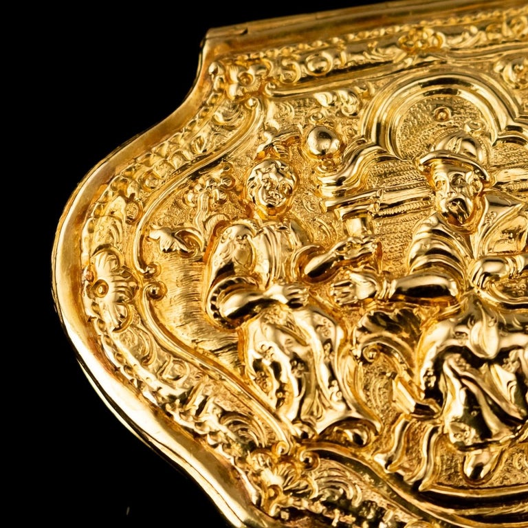 Antique English 18 Karat Gold Snuff Box, Queens Guards Regiment, circa ...
