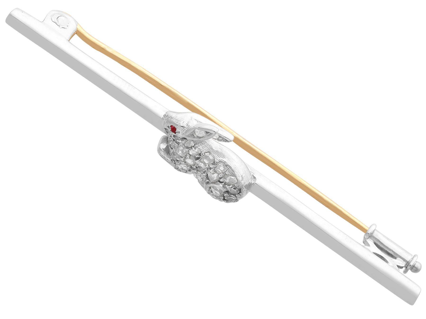 Antique 1900s Diamond and Ruby Yellow Gold Rabbit Brooch at 1stDibs ...