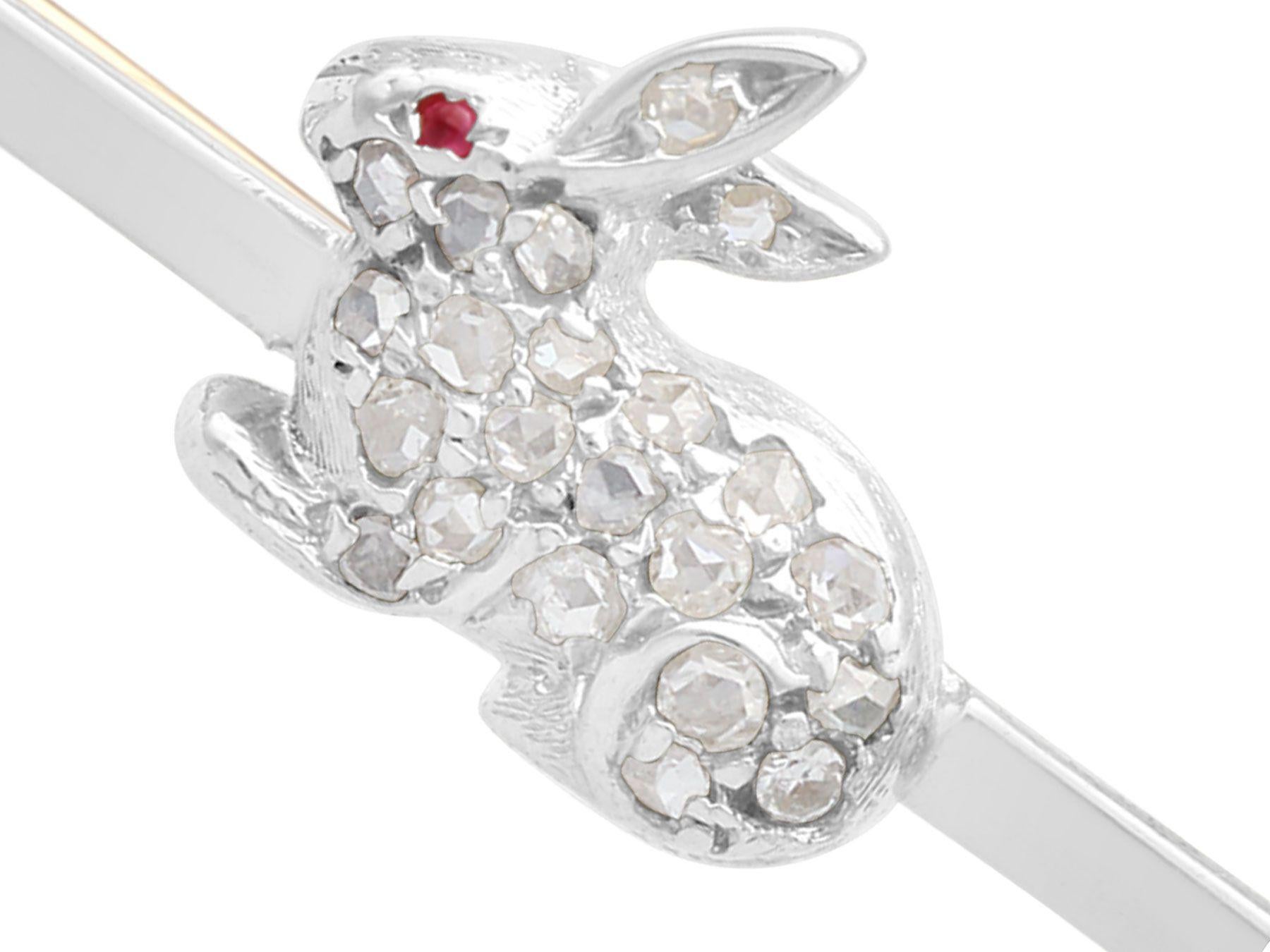 Antique 1900s Diamond and Ruby Yellow Gold Rabbit Brooch at 1stDibs ...