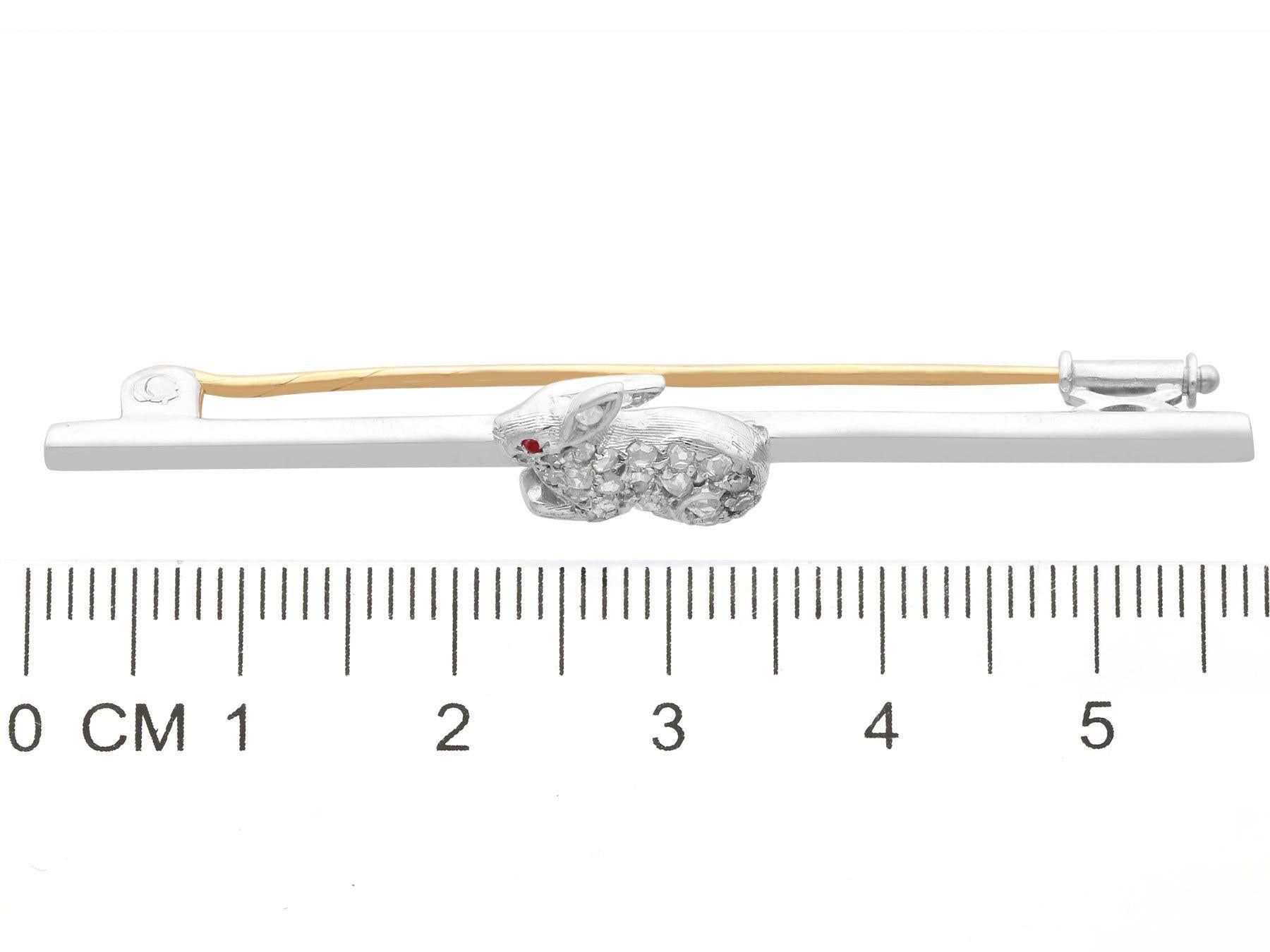 Antique 1900s Diamond and Ruby Yellow Gold Rabbit Brooch at 1stDibs ...