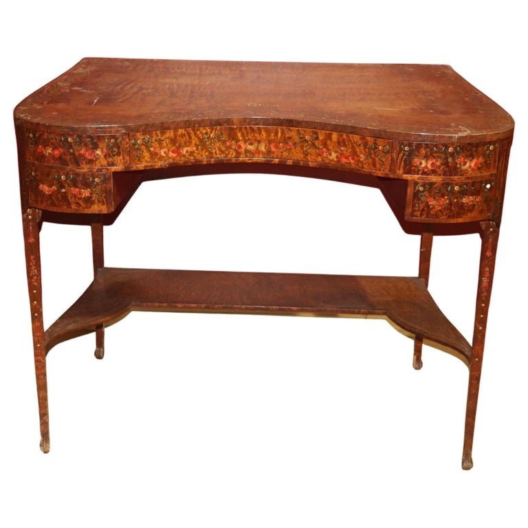 Antique 1900s Era Adams Paint Decorated Ladies Vanity or Small Writing ...