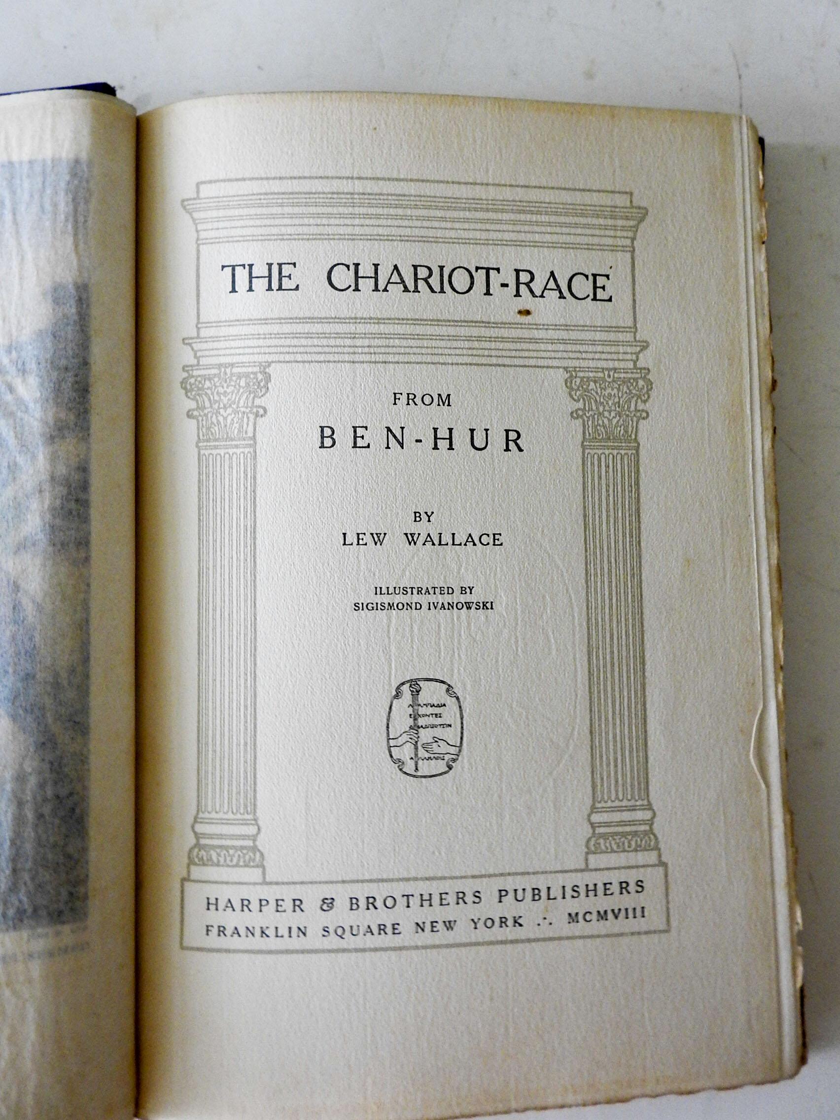 Antique 1908 Chariot-Race: from Ben-Hur by Lew Wallace Book For Sale at ...
