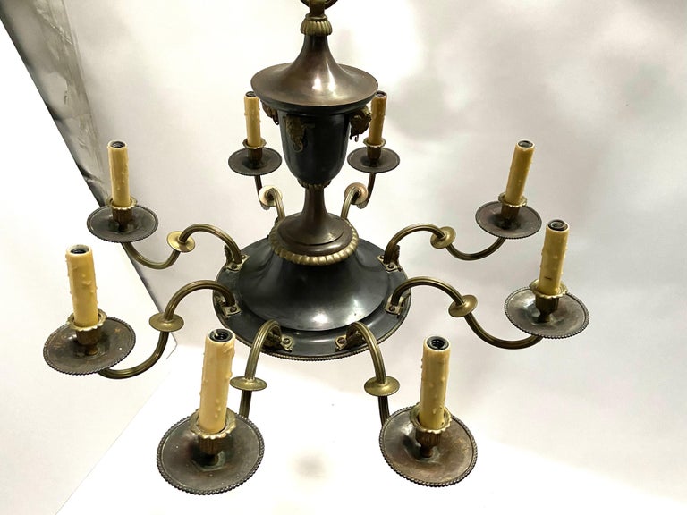 Antique 1910s French Empire Style Bronze Eight Light Chandelier For ...