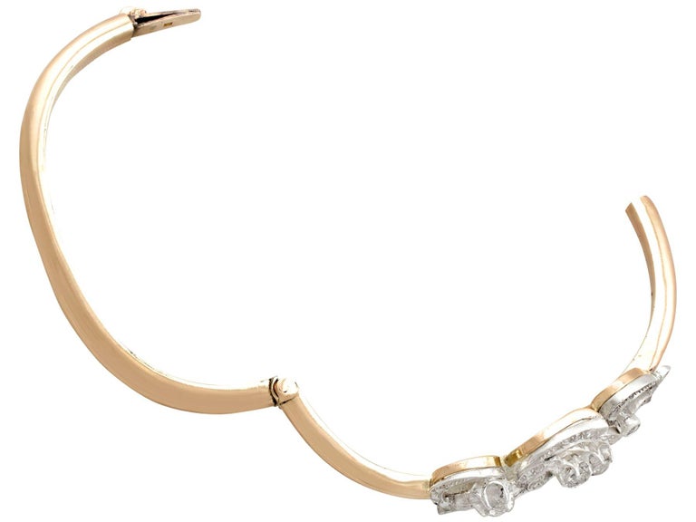 Antique 1910s Russian 1.16 Carat Diamond and Yellow Gold Bangle For ...