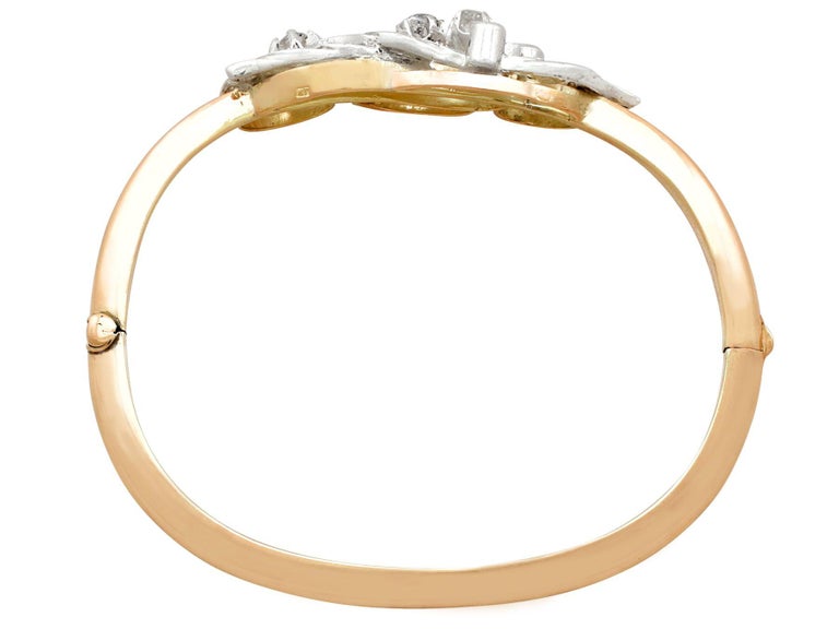 Antique 1910s Russian 1.16 Carat Diamond and Yellow Gold Bangle For ...